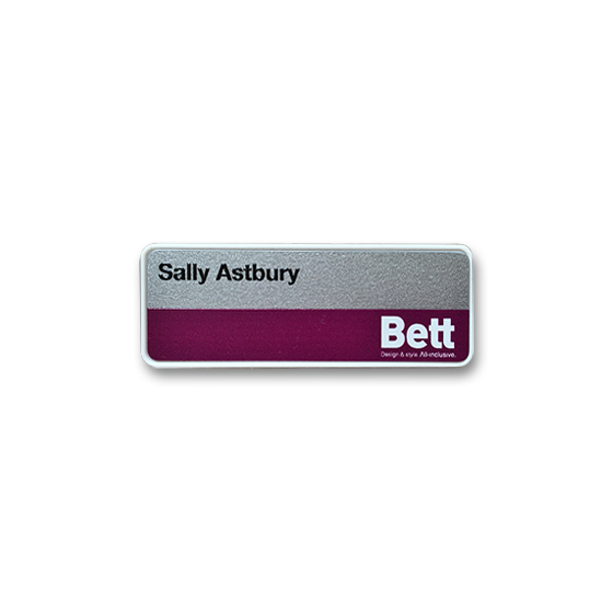 H1 namebadge white frame, silver brushed insert